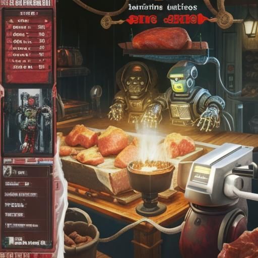 A dark, machine dimension of old, clunky robots made for butchering ...