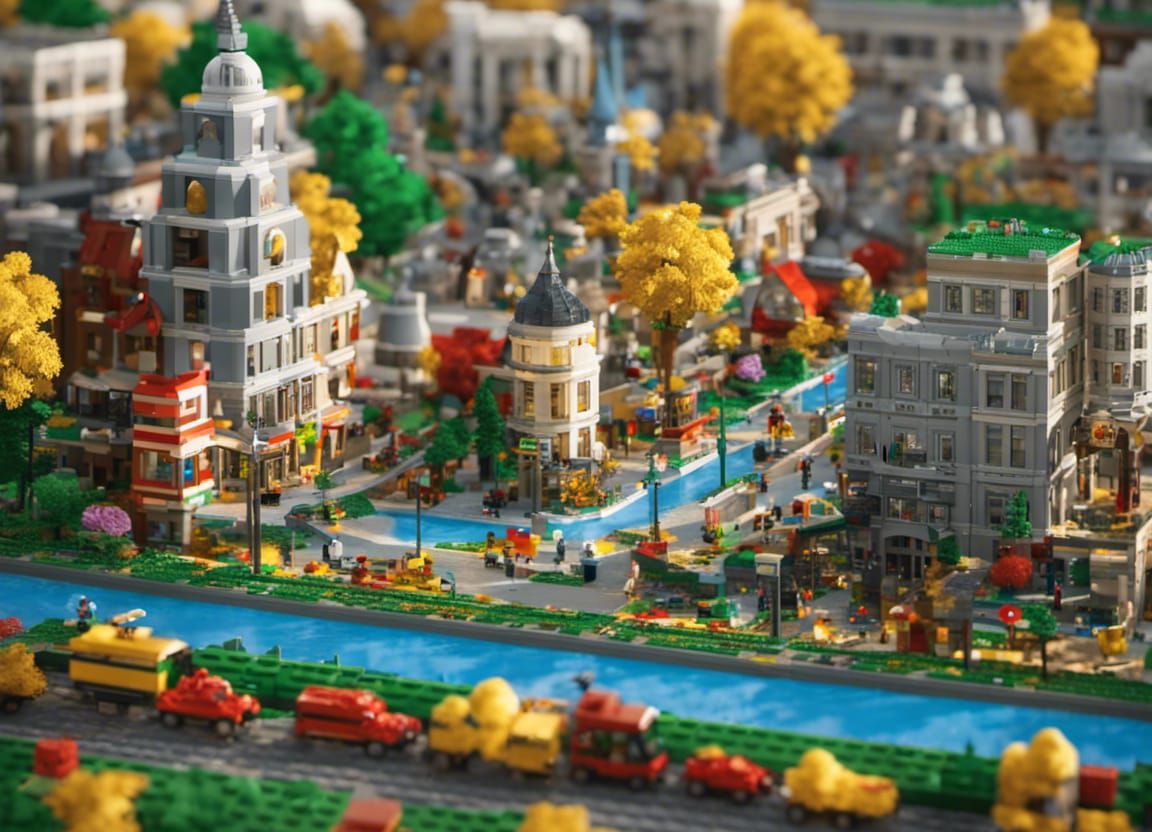 A Lego City Park made entirely of Legos, cityscape made entirely of ...