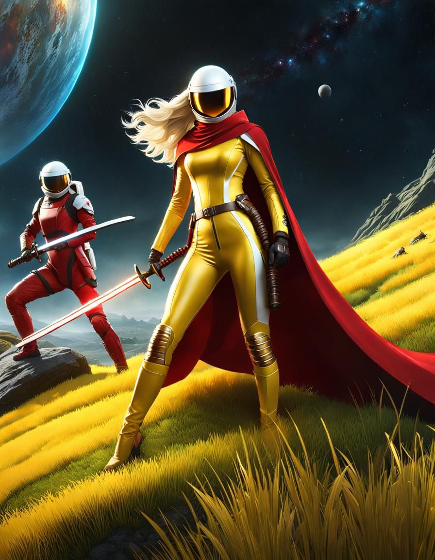 Derek Wildstar and Nova Forrester discovering a new planet - AI ...