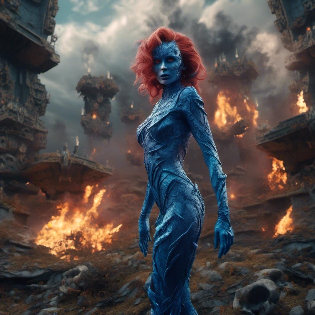 Mystique views the damage... - AI Generated Artwork - NightCafe Creator