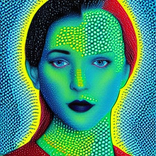 Neon pointillism portrait of a human - AI Generated Artwork - NightCafe ...