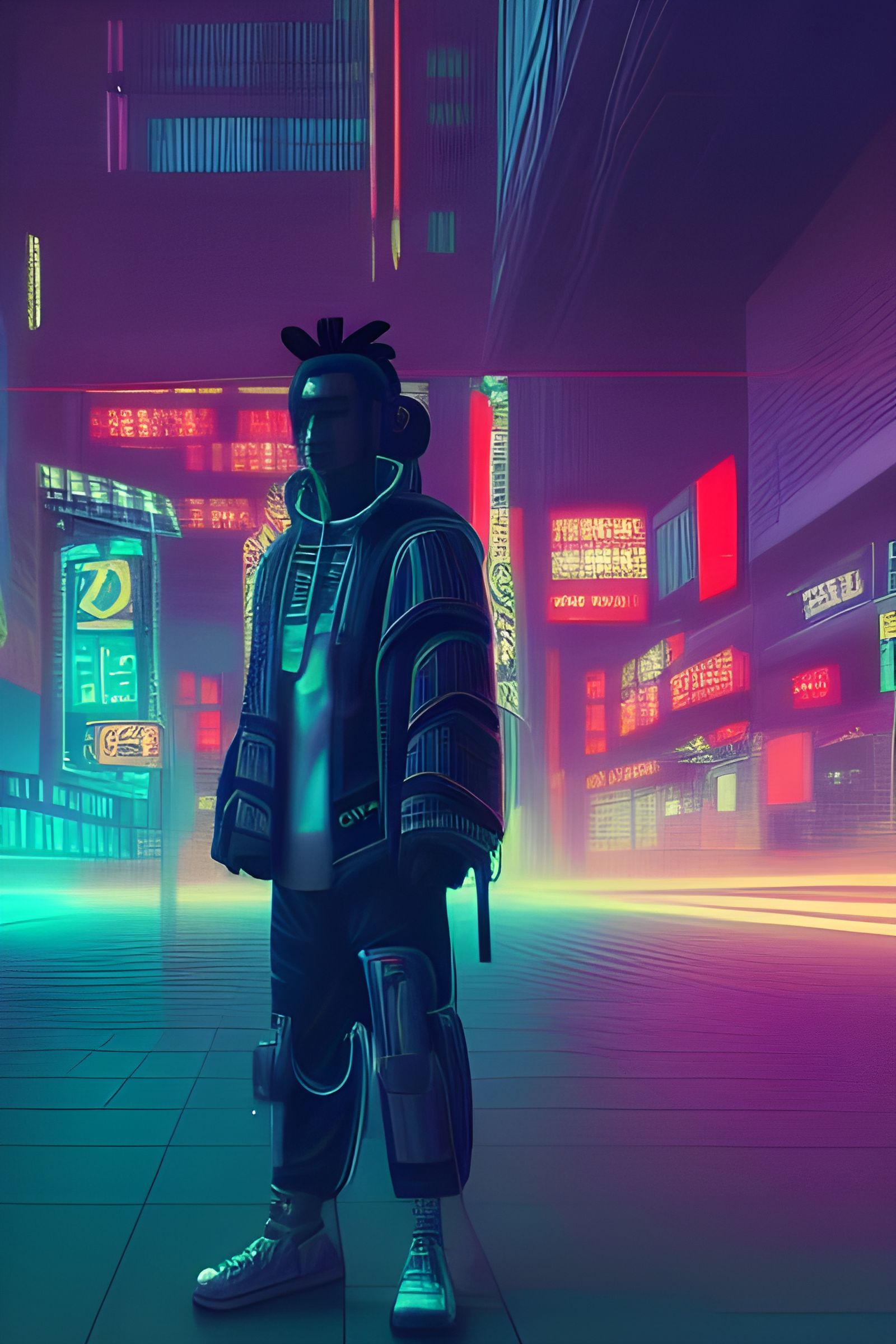 Neon Cyberpunk Vaporwave Samurai - AI Generated Artwork - NightCafe Creator