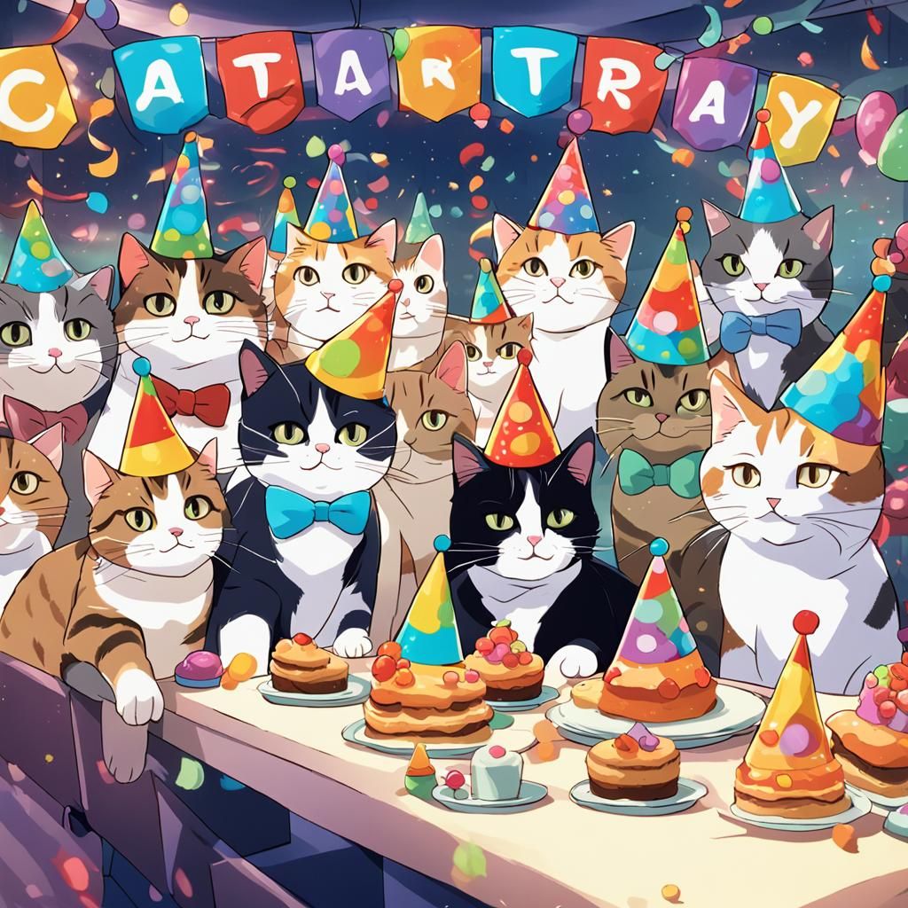 Caturday. Many cats celebrating that today is caturday. - AI Generated ...