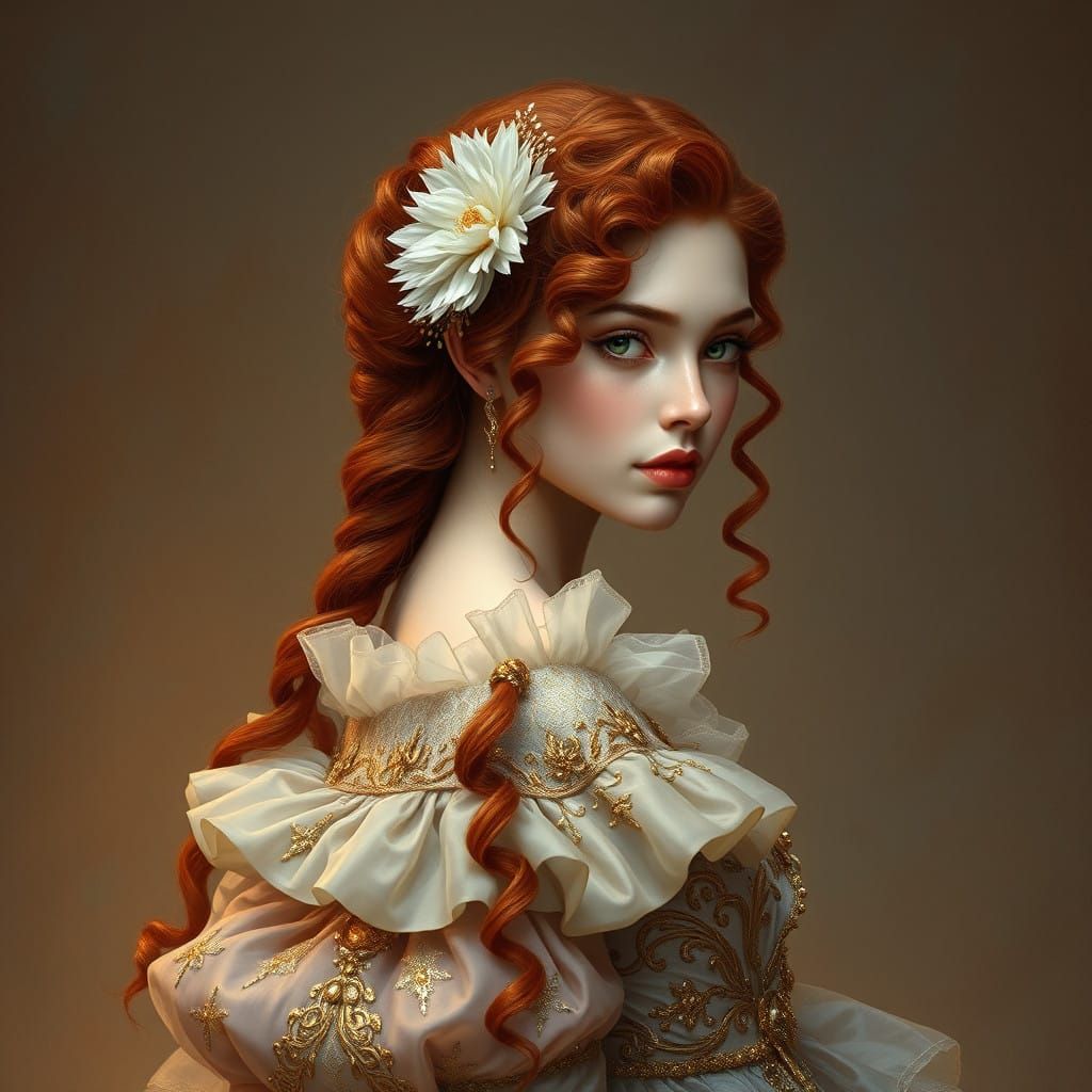 Ethereal Princess in Opulent Rococo Gown with Red ... - AI Art