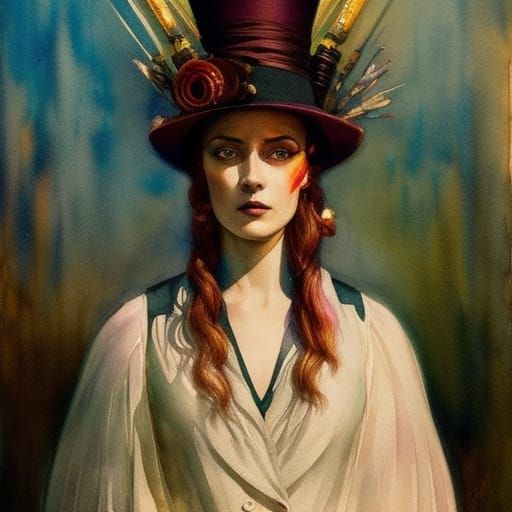 Watercolor portrait, "misery" art by Munch and Greg Rutkowski, teary ...