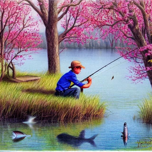 Fishing With Grampa [-Pencil & Pastel-] - AI Generated Artwork ...