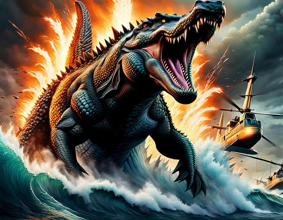 Attack of the Crocosaurus 2! - AI Generated Artwork - NightCafe Creator