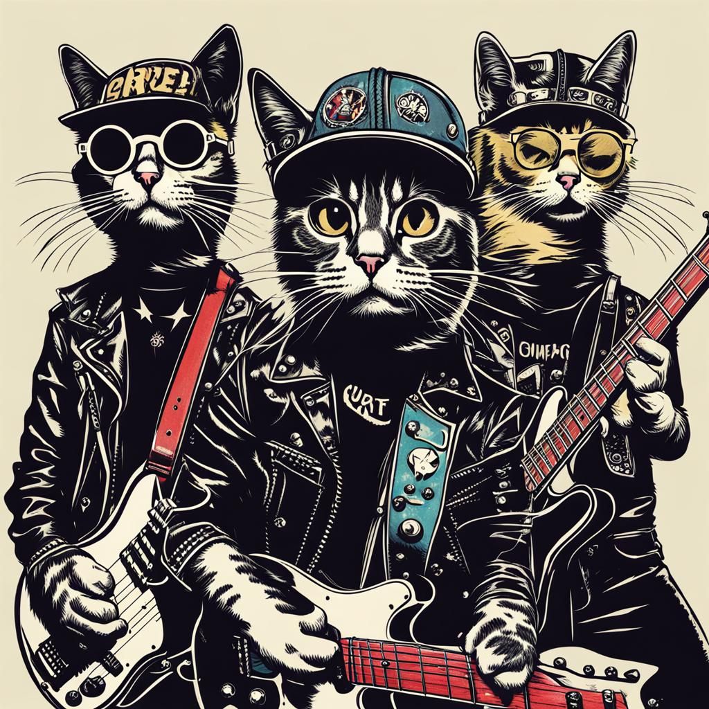 Cat punk rock band - AI Generated Artwork - NightCafe Creator
