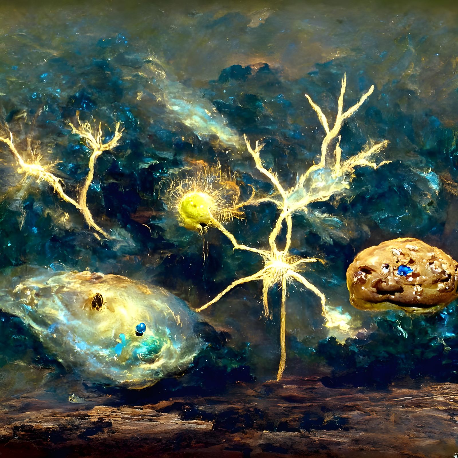 Nebula Galaxy Brain Neurons 8K by Asher Brown Durand, René Magritte, Salvador Dalí, Van Gogh ...