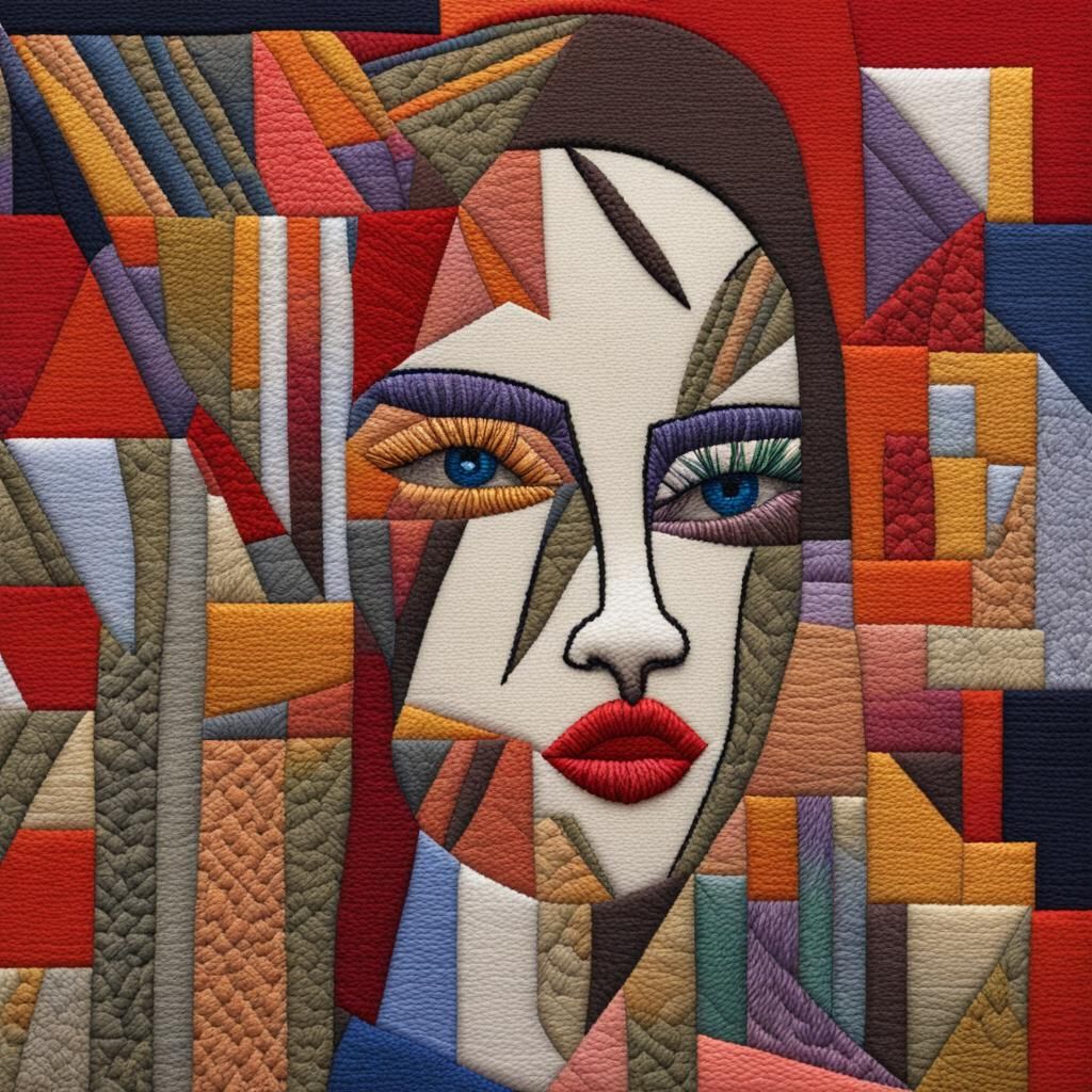 Embroidered Cubism - AI Generated Artwork - NightCafe Creator