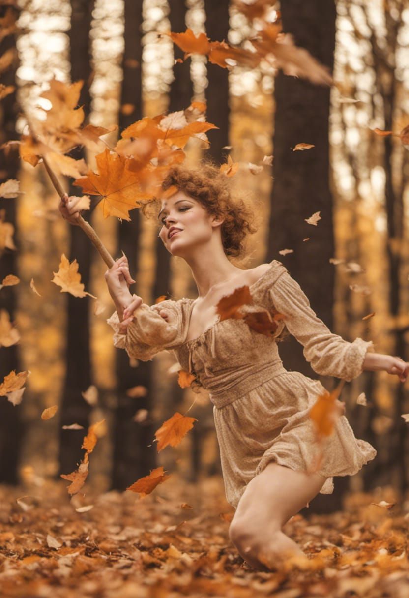 Dwarven Wood Nymph frolicking in the fall leaves - AI Generated Artwork ...