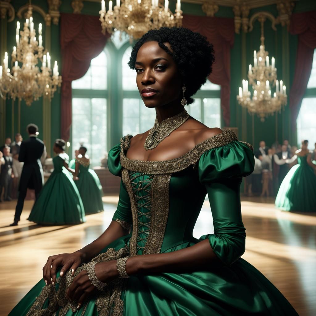 Sarah Forbes Bonetta at a British Regency-era ball. She is about 30 ...