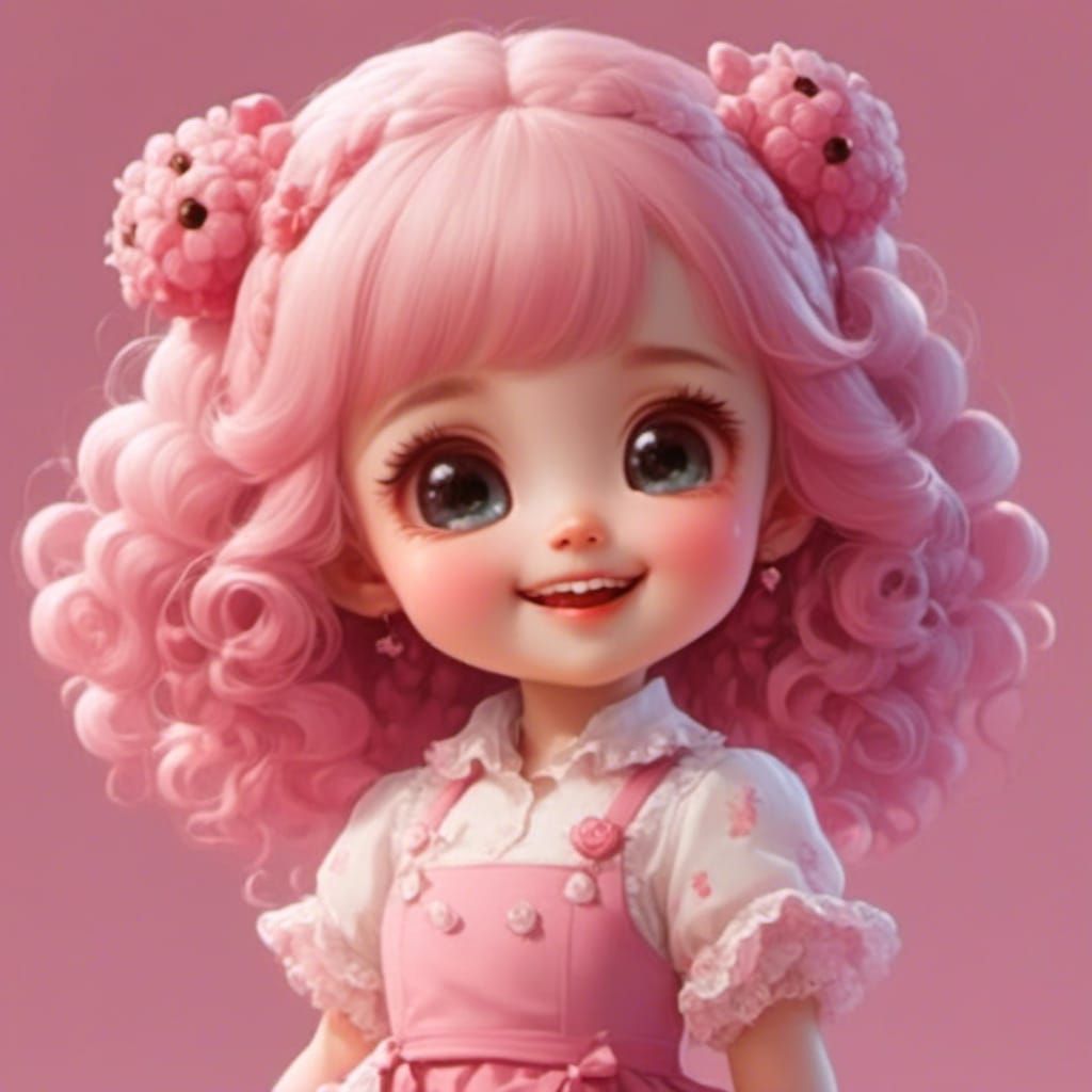 Kawaii, girl with an infectious smile. 3d cartoon - AI Generated ...