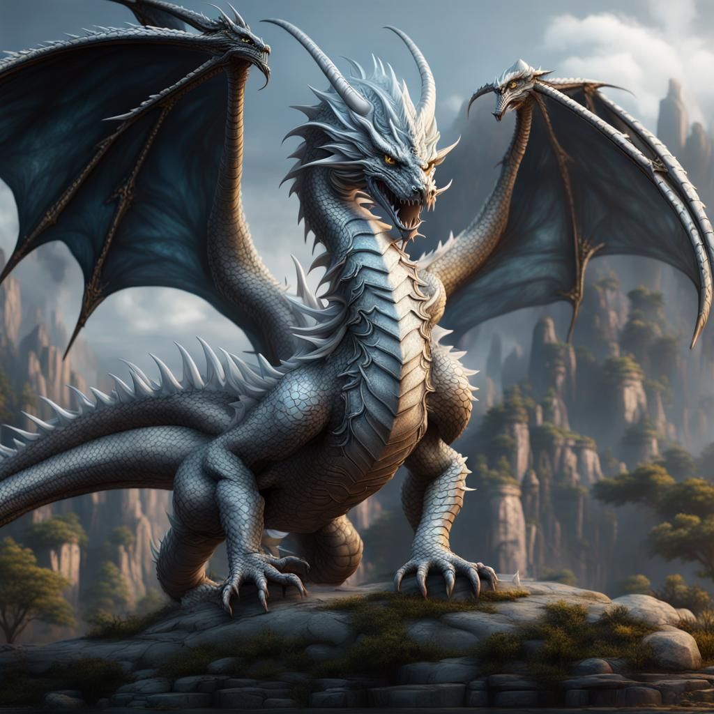 Umari the Silver Dragon - AI Generated Artwork - NightCafe Creator