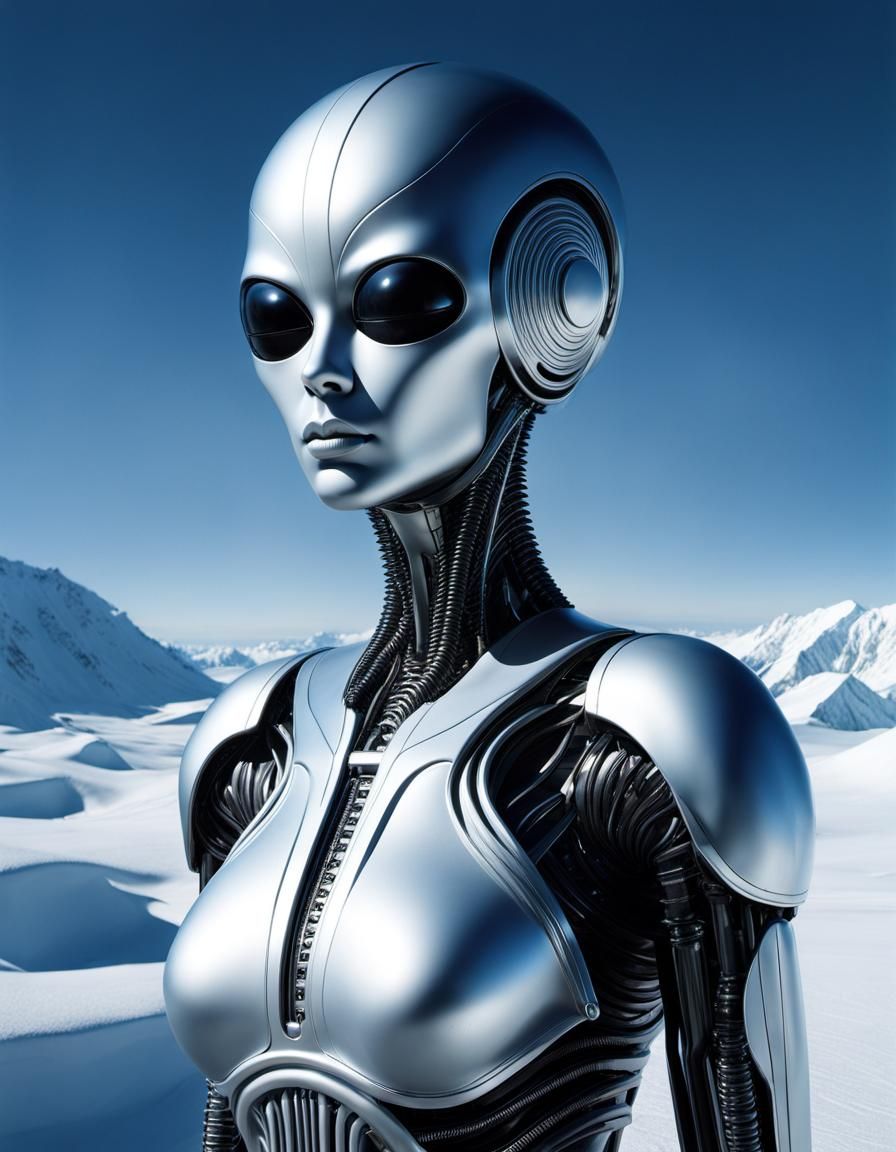 Portrait of an alien female in front of a polar landscape. - AI ...