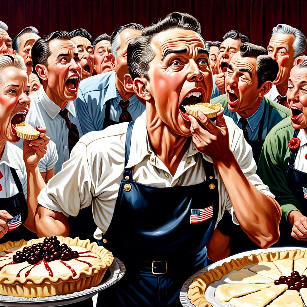 Pie Eating contest - AI Generated Artwork - NightCafe Creator