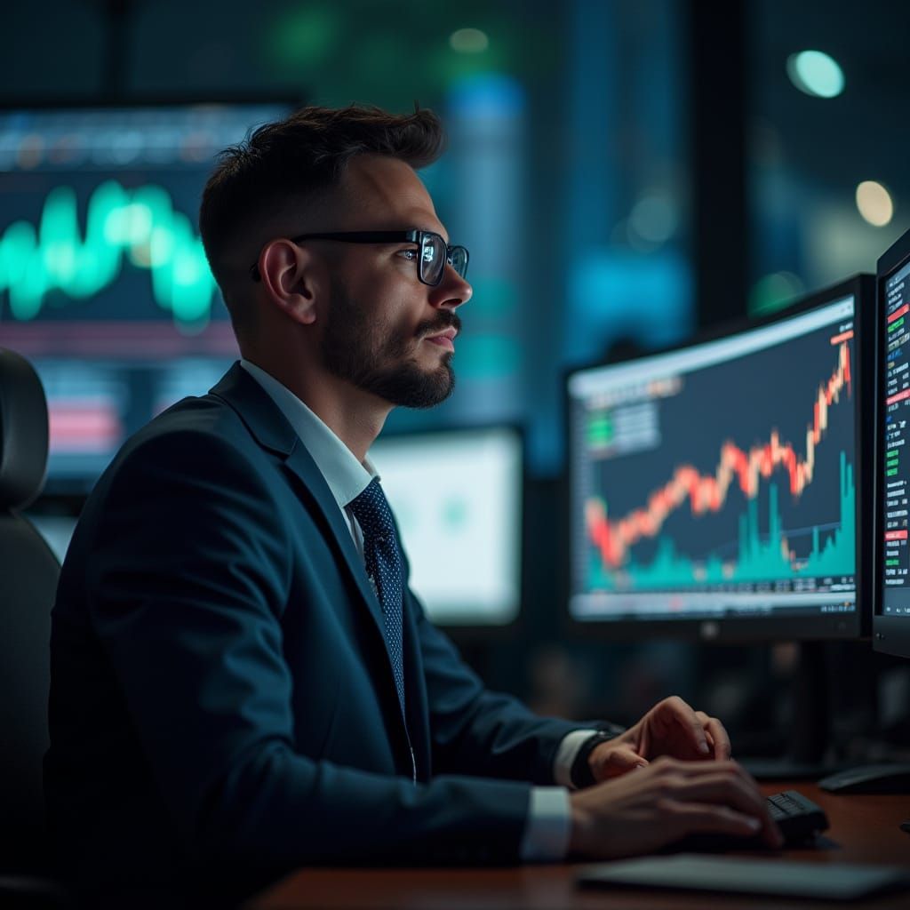 Focused Trader Studies XAUUSD Uptrend Charts - AI Art