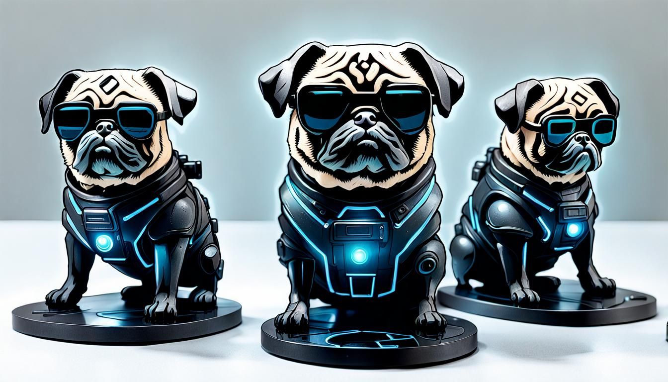 A cyberpunk pug Bobbleheads - AI Generated Artwork - NightCafe Creator