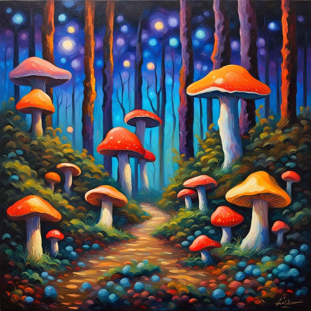 Mushroom Path - AI Generated Artwork - NightCafe Creator