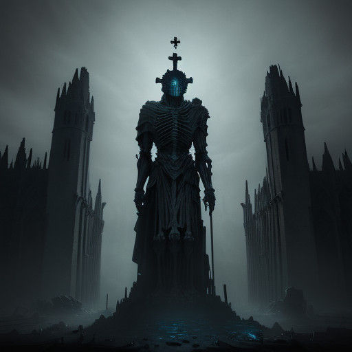 Holy Bone Golem - Holy Bone Golem in Gothic Cathedral Ruins