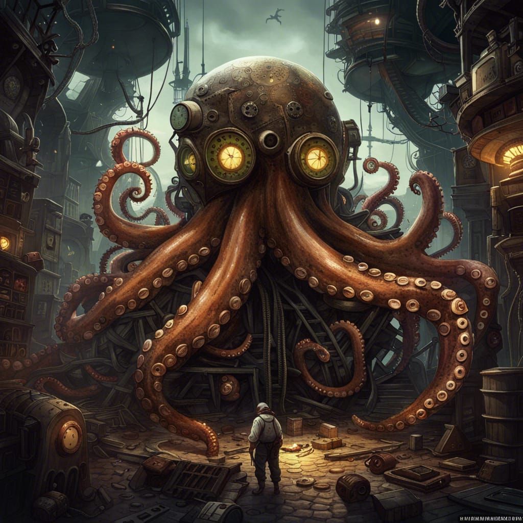 Clockwork Octopus - AI Generated Artwork - NightCafe Creator