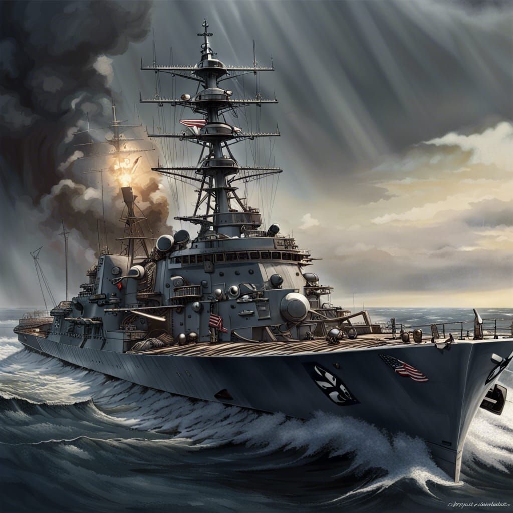 US Navy Battleship WW2 - AI Generated Artwork - NightCafe Creator