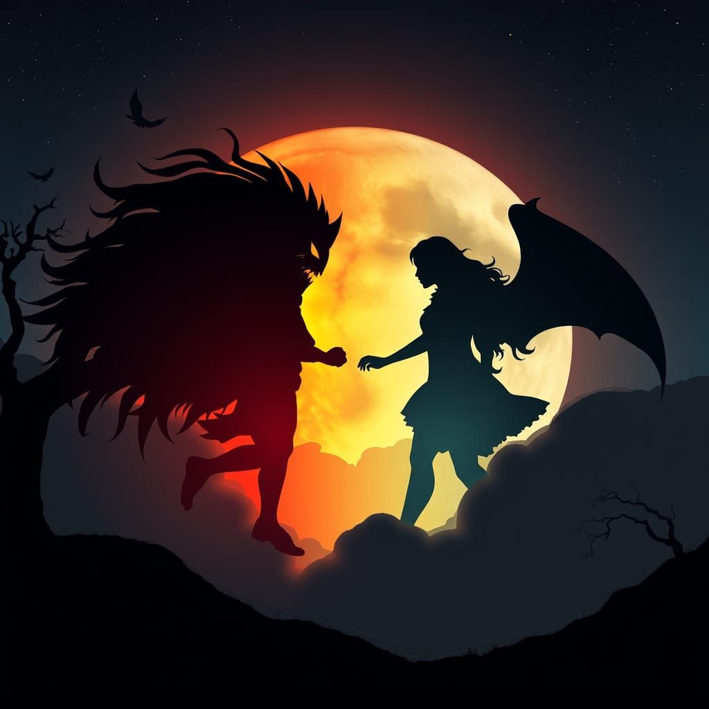 Cosmic Dualism in Contrasting Light - AI Art