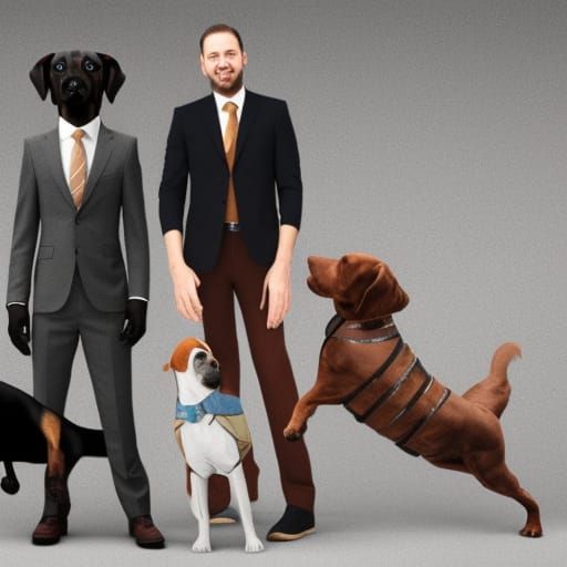 Half-man half-dog, imaginary creature, human head, human torso, dog ...