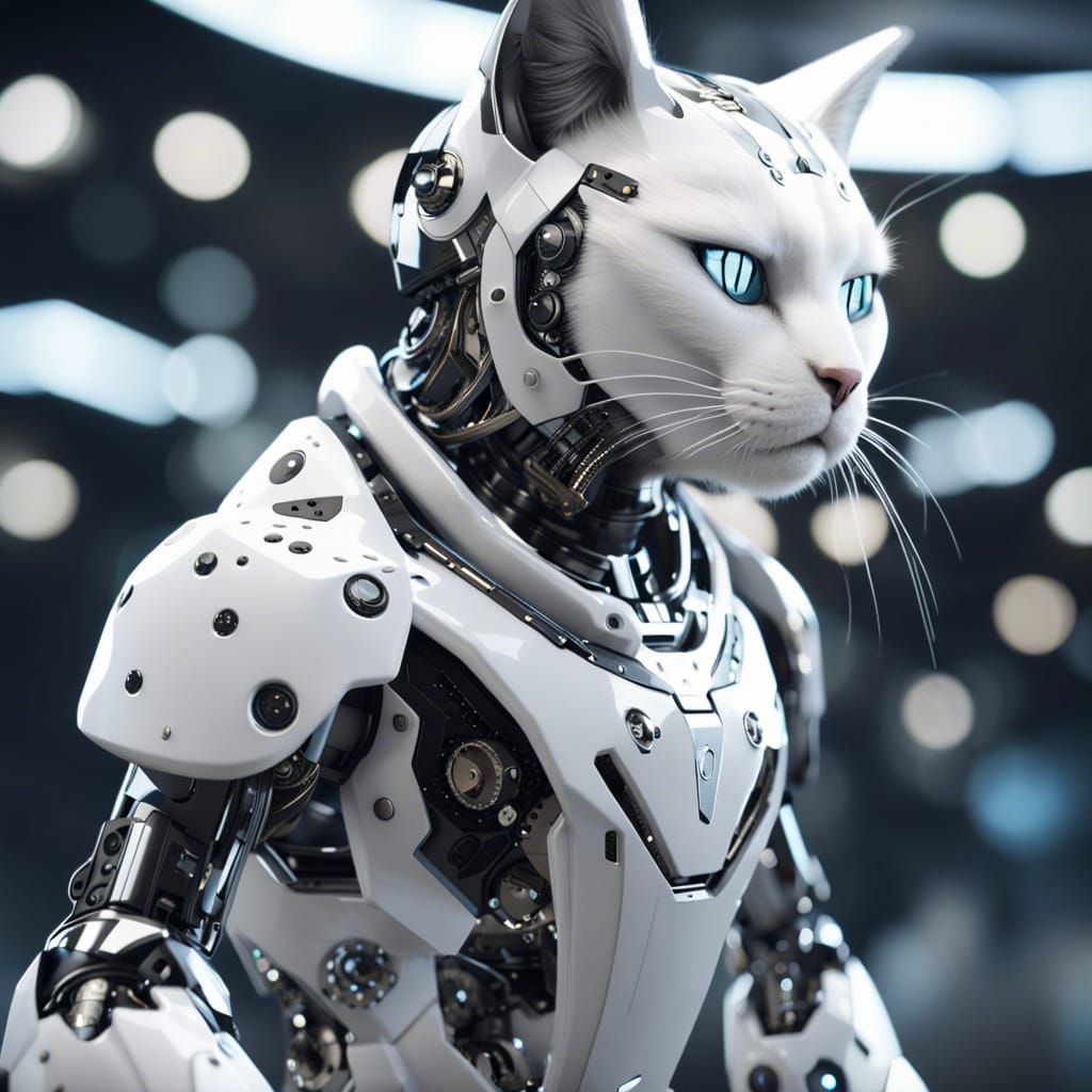 white robot cat - AI Generated Artwork - NightCafe Creator
