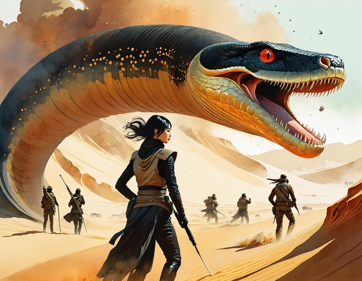 RUN ! , The Dune Worm is Attacking ! - AI Generated Artwork - NightCafe ...