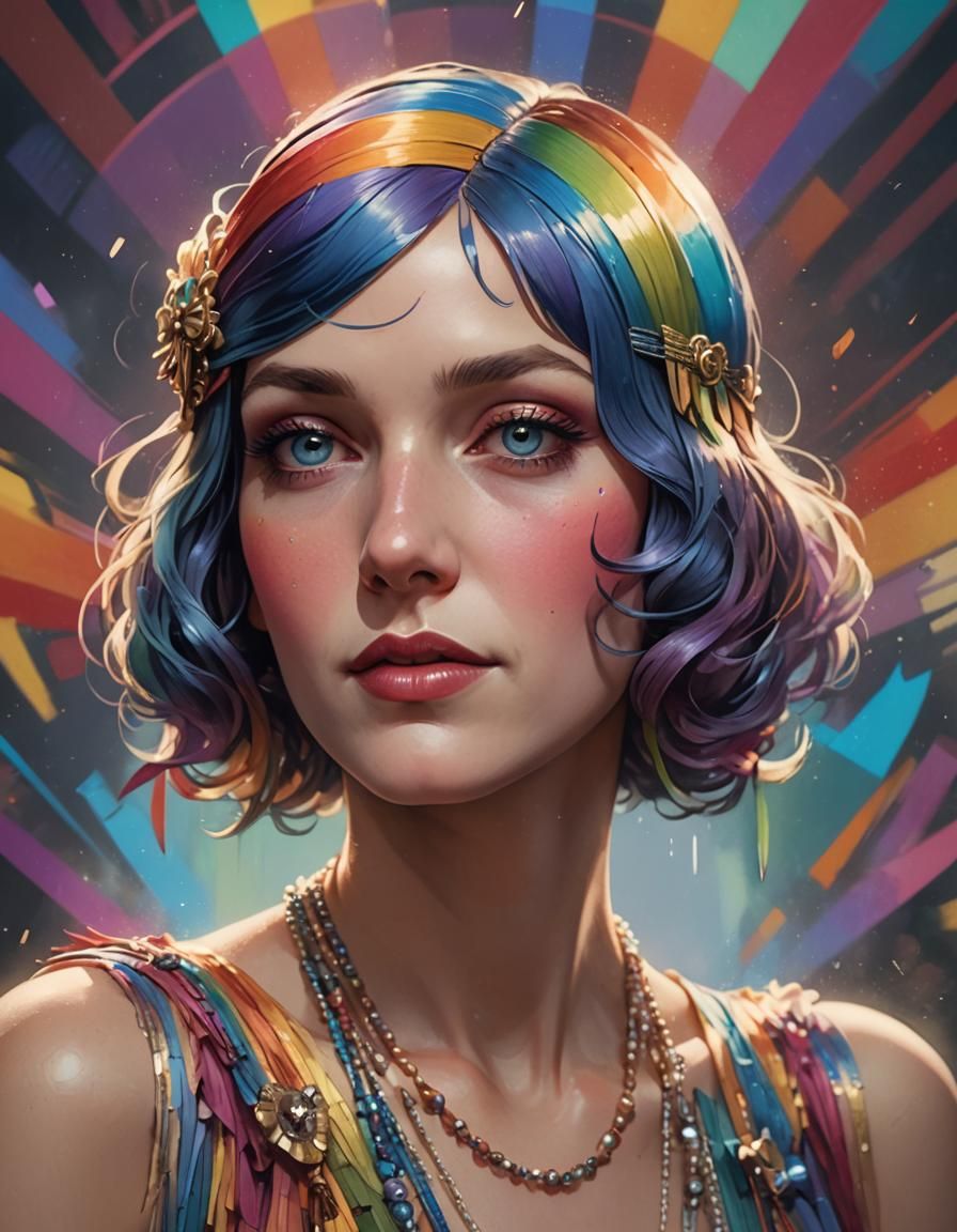 1920s flapper rainbow - AI Generated Artwork - NightCafe Creator