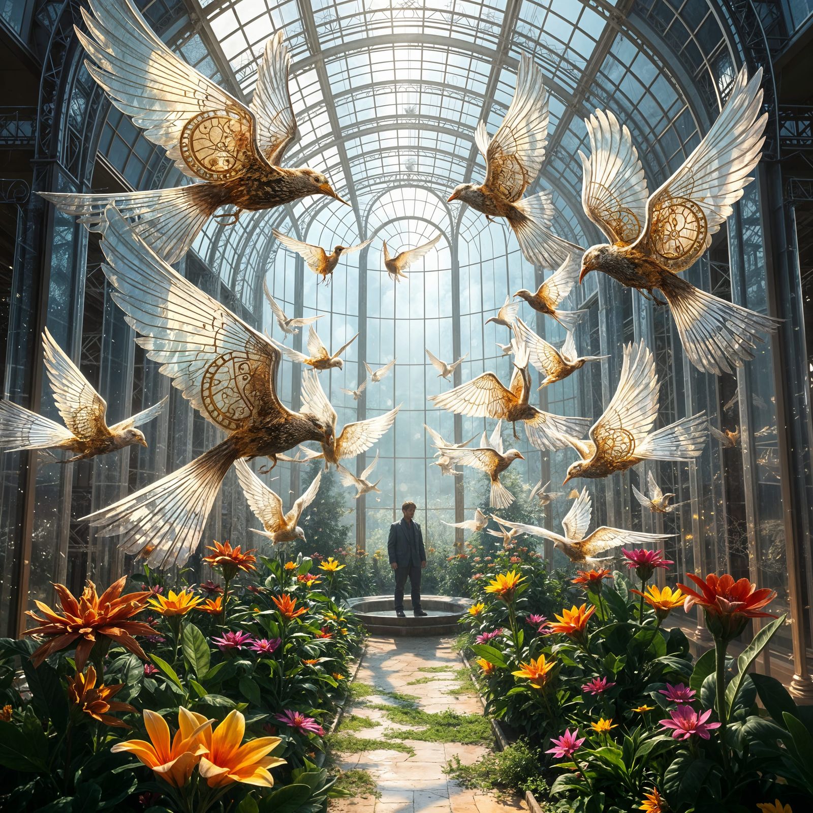 The Crystal Aviary - A Symphony of Light and Motion