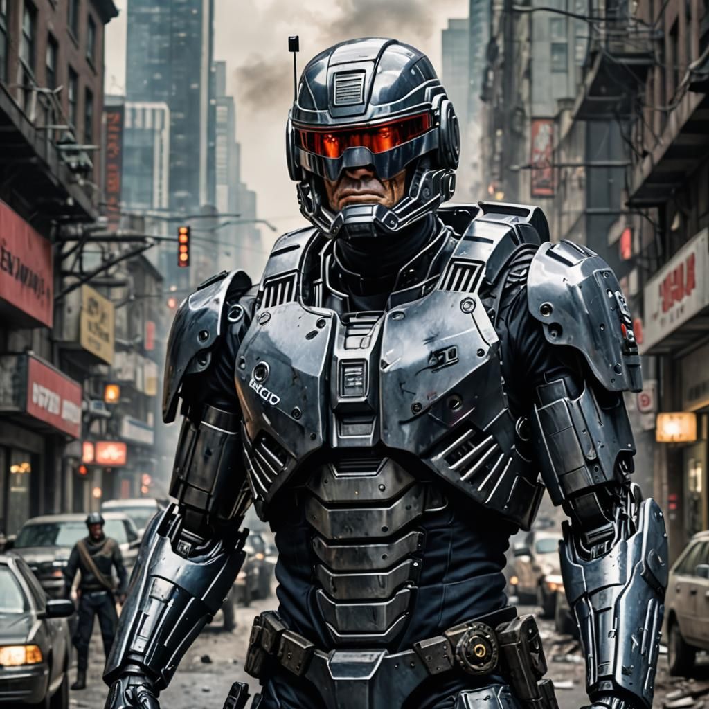 Mixed between Robocop and Rambo - Cyborg Action Hero Emerges...
