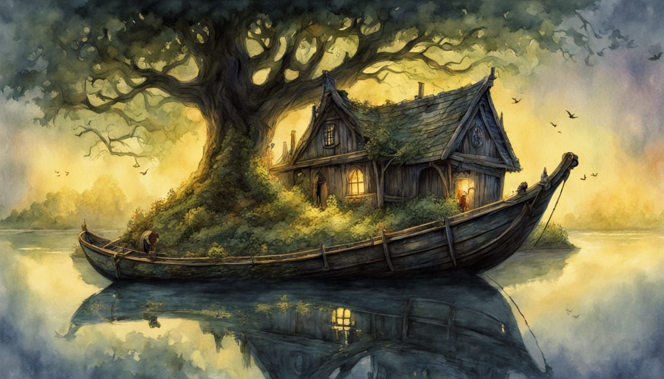 Magical river - Ethereal Fantasy Scene in Whimsical Medieval...