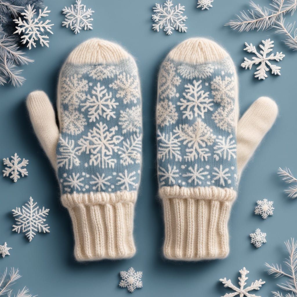 Mittens - Surreal Winter Mittens Scene in Soft Pastel Hues