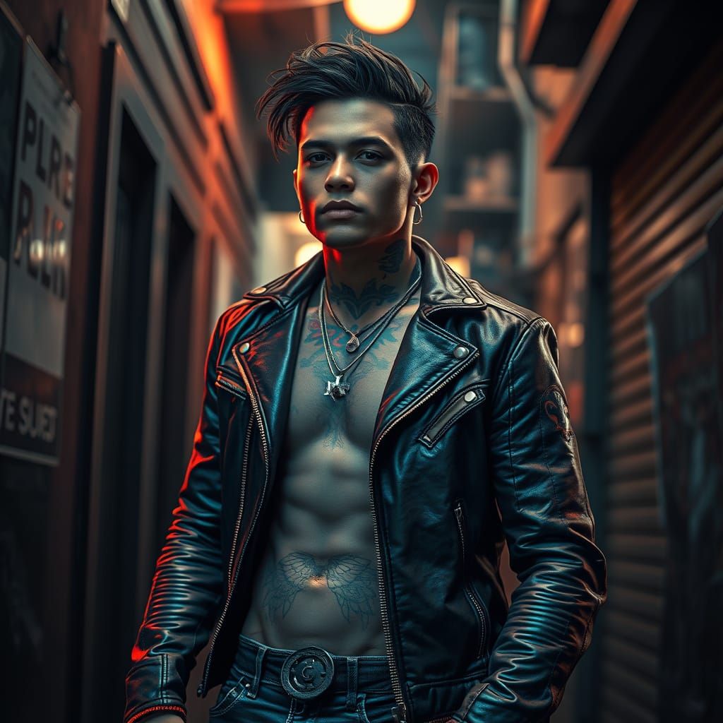 Dark Fantasy Rocker Portrait in Vibrant Colors - AI Art