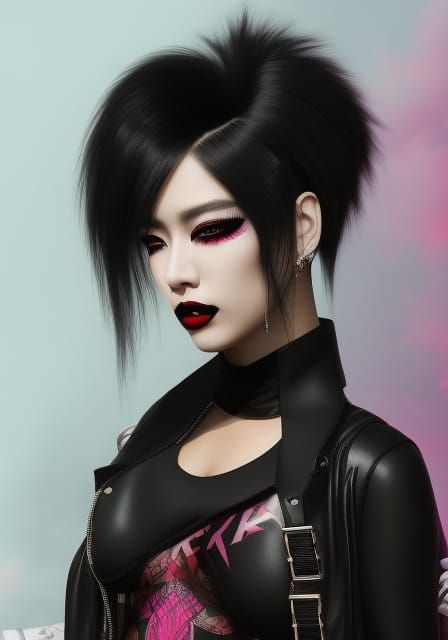 Highly detailed features an emo punk girl, Art Magazin Vogue, bikini ...