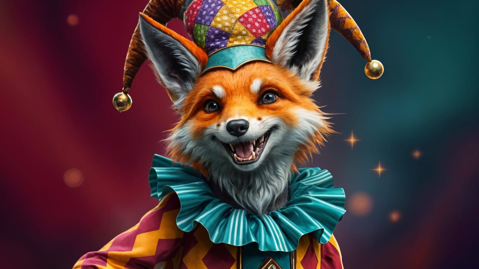 Fantastical White Rabbit Jester in Vibrant Costume... - AI Art