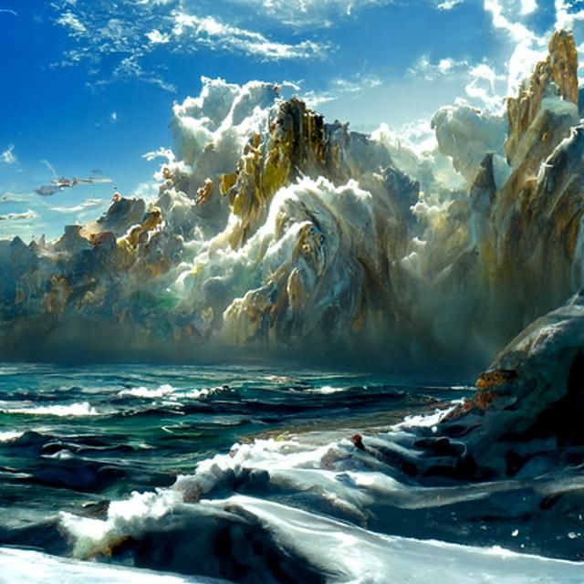 Standing on the Shore of a Vast Ocean - AI Generated Artwork ...