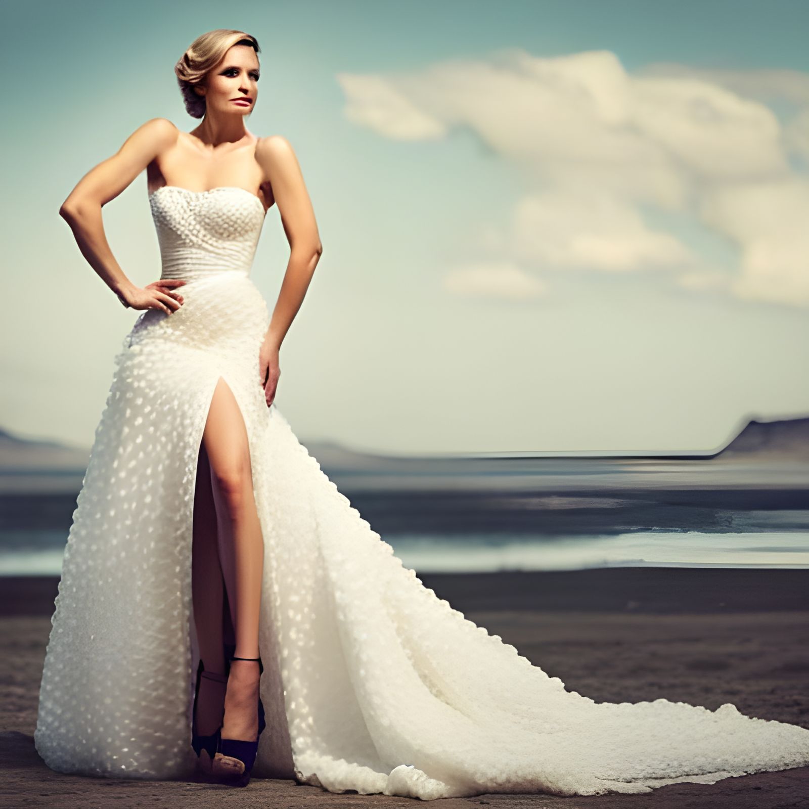 A dress made with bubble wrap - Woman in Bubble Wrap Dress