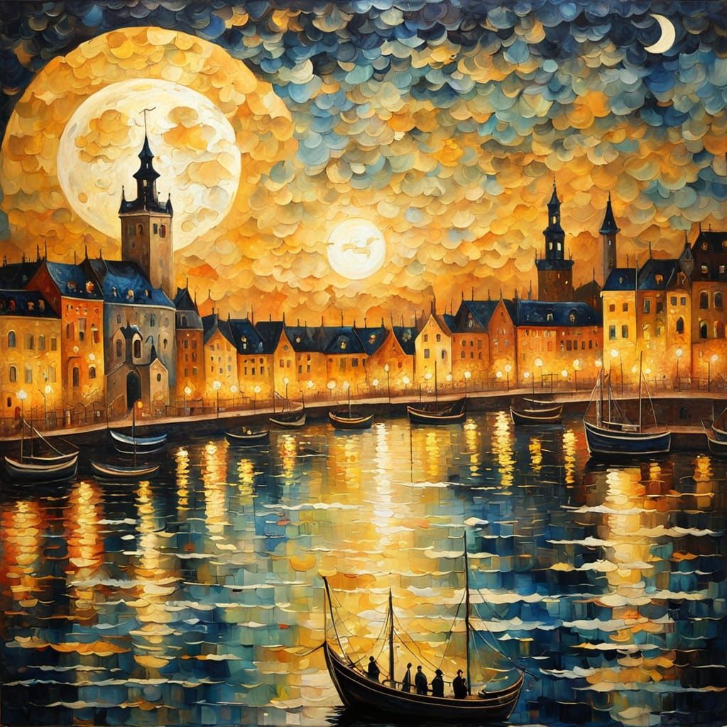 A very magnificent masterpiece neo impressionist inspired oil painting ...