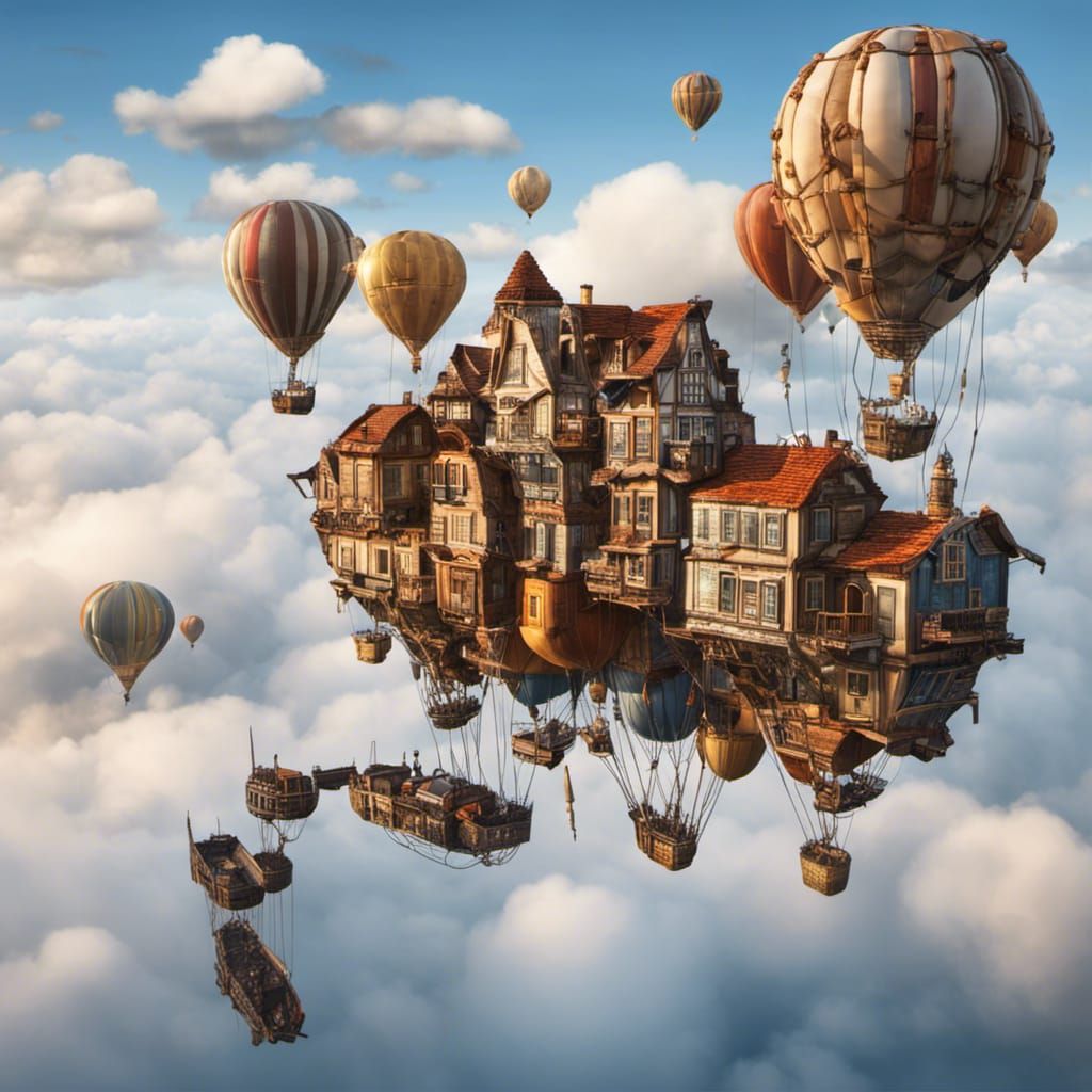 Flying town - AI Generated Artwork - NightCafe Creator