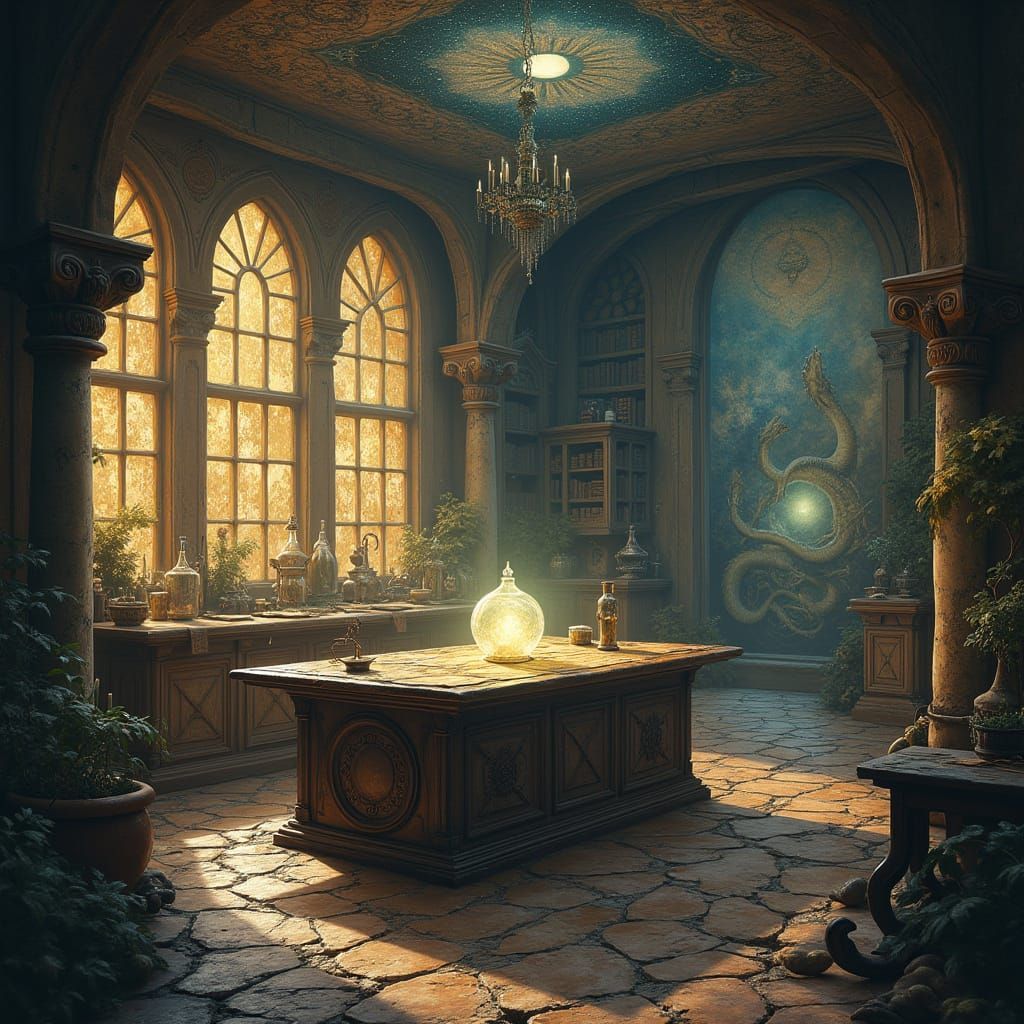 Ethereal Wizard's Sanctum in Soft, Glowing Light - AI Art