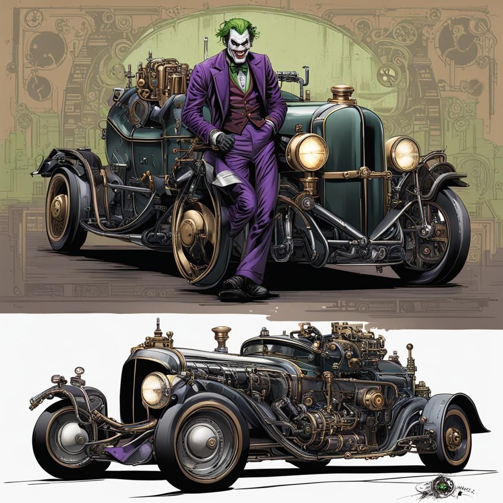 Joker with batmobile - AI Generated Artwork - NightCafe Creator