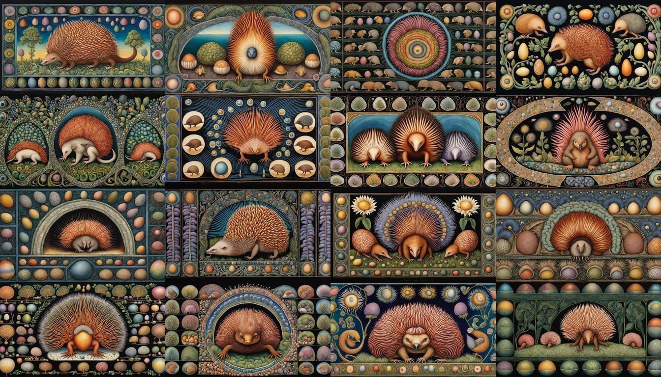 Echidna in Sacred Yoga Codex - AI Art