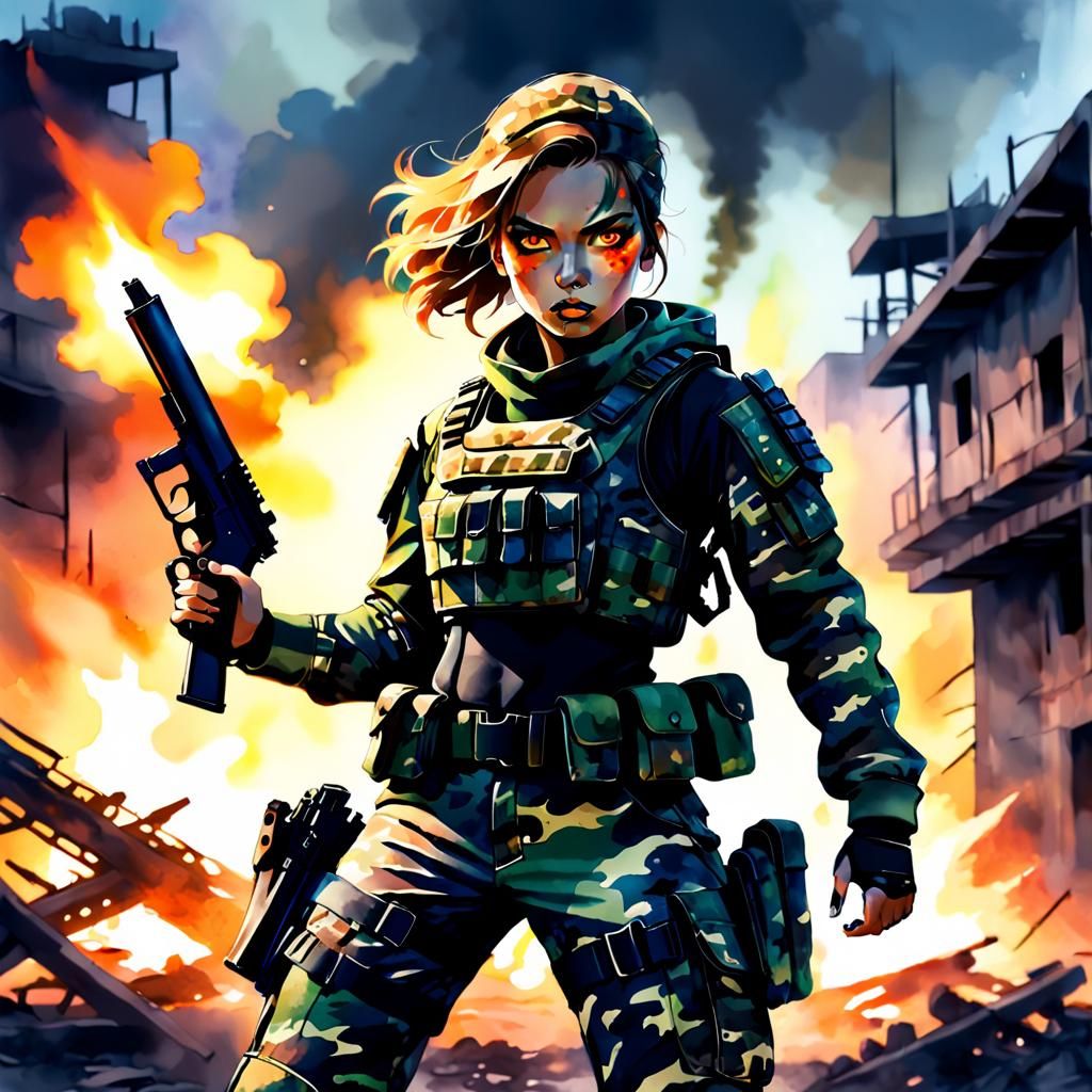 A fierce commando lady - AI Generated Artwork - NightCafe Creator