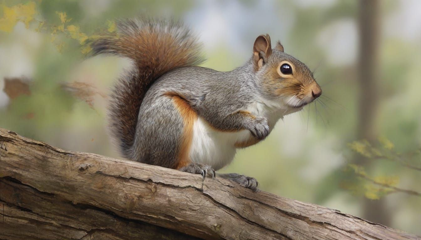 Squirrel's Startled Expression in Watercolor-Inspi... - AI Art