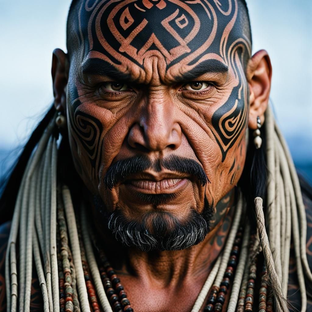 Portrait of a Māori warrior. - AI Generated Artwork - NightCafe Creator