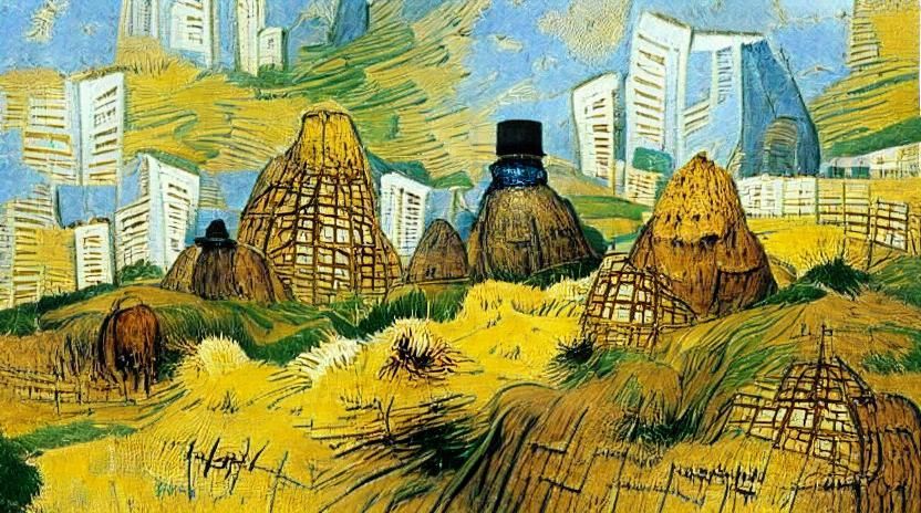 haystack cityscape pastoral Vincent Van Gogh - AI Generated Artwork ...