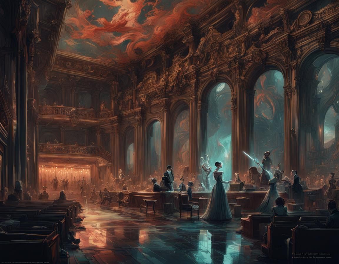 night at opera with phanton of the opera. masterpiece, dark fantasy ...